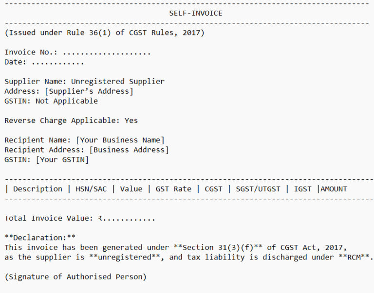 Rule 47A – Self-Invoicing under Reverse Charge